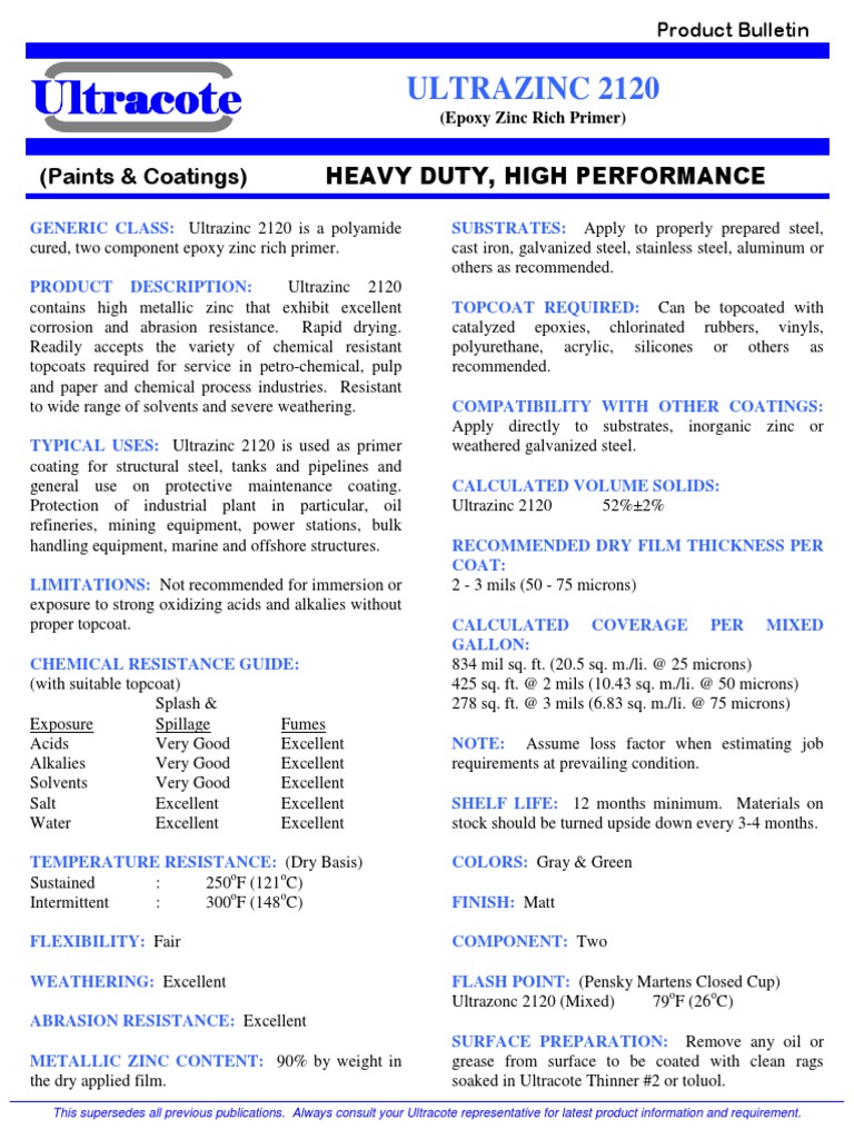 Ultracote Ultracote Ultracote Ultracote: Ultrazinc 2120 | PDF | Paint ...