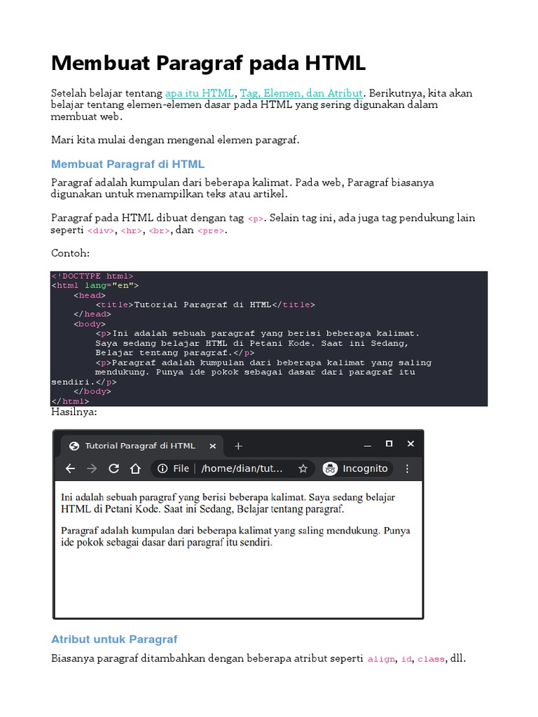 Membuat Paragraf Pada HTML | PDF