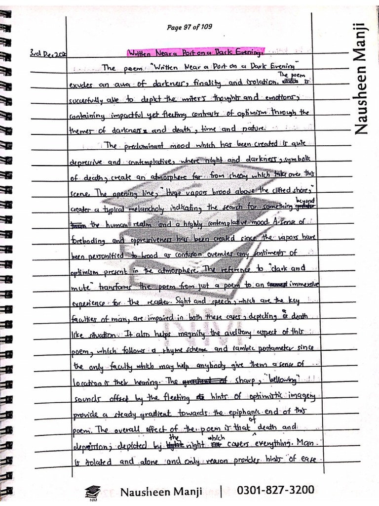 Written Near A Port On A Dark Evening | PDF