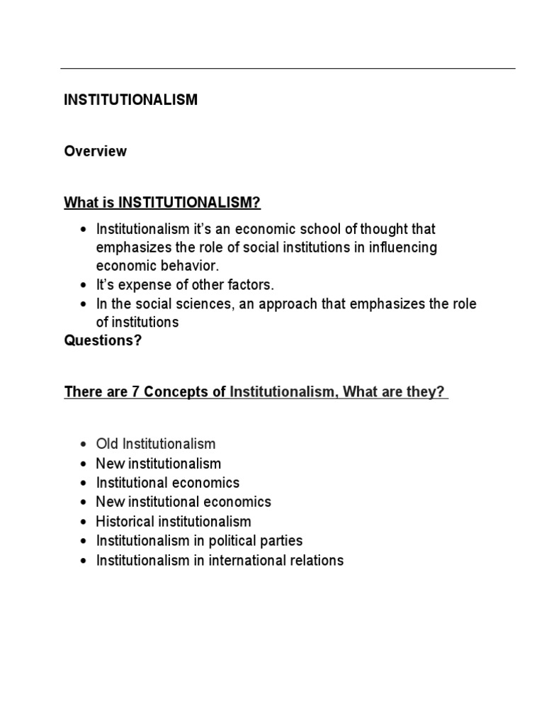 An In-Depth Exploration of Institutionalism: Examining the Key Concepts ...