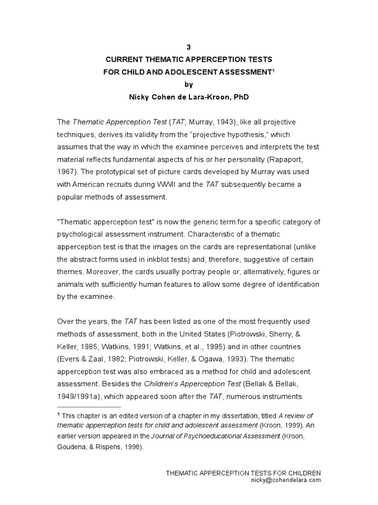 3 Current Thematic Apperception Tests For Child | Download Free PDF ...