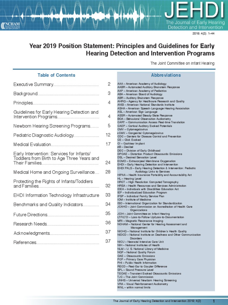 EHDI Guidelines and Principles 2019 | PDF | Hearing Loss | Audiology