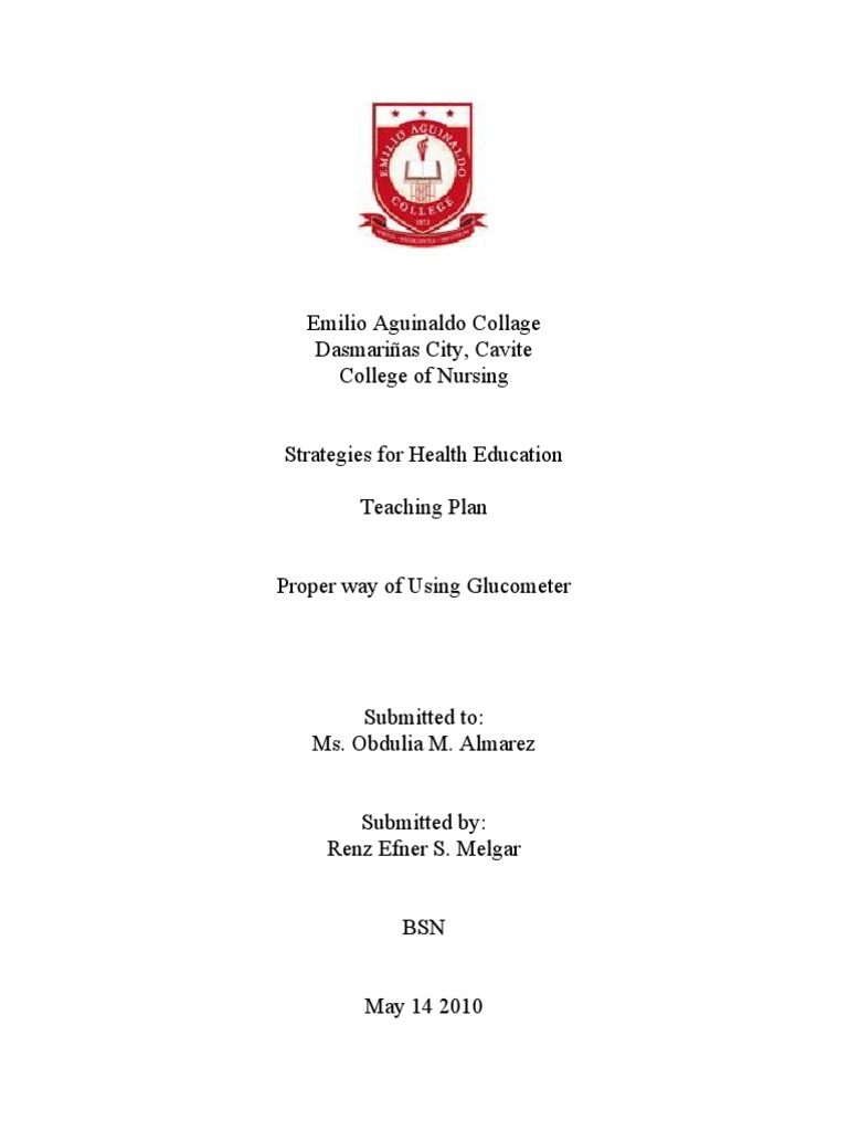 Glucometer Usage Teaching Plan | PDF | Glucose | Biology