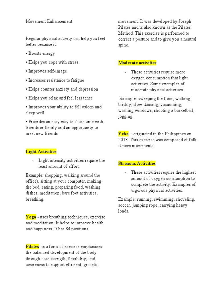 Movement Enhancement Notes | PDF | Pilates | Physical Fitness
