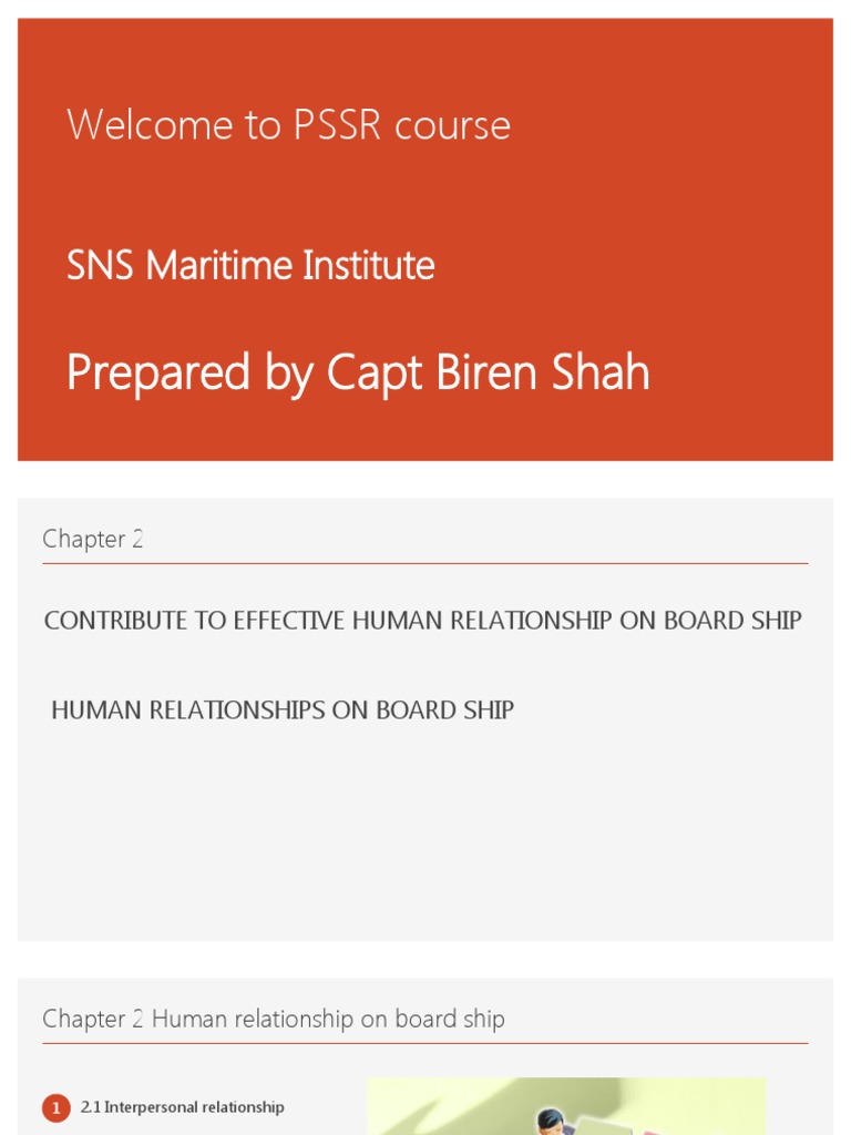 Welcome To PSSR Course: SNS Maritime Institute | PDF | Interpersonal ...