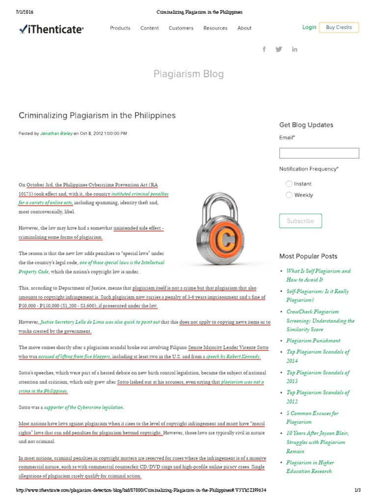 Criminalizing Plagiarism in the Philippines | PDF | Plagiarism ...