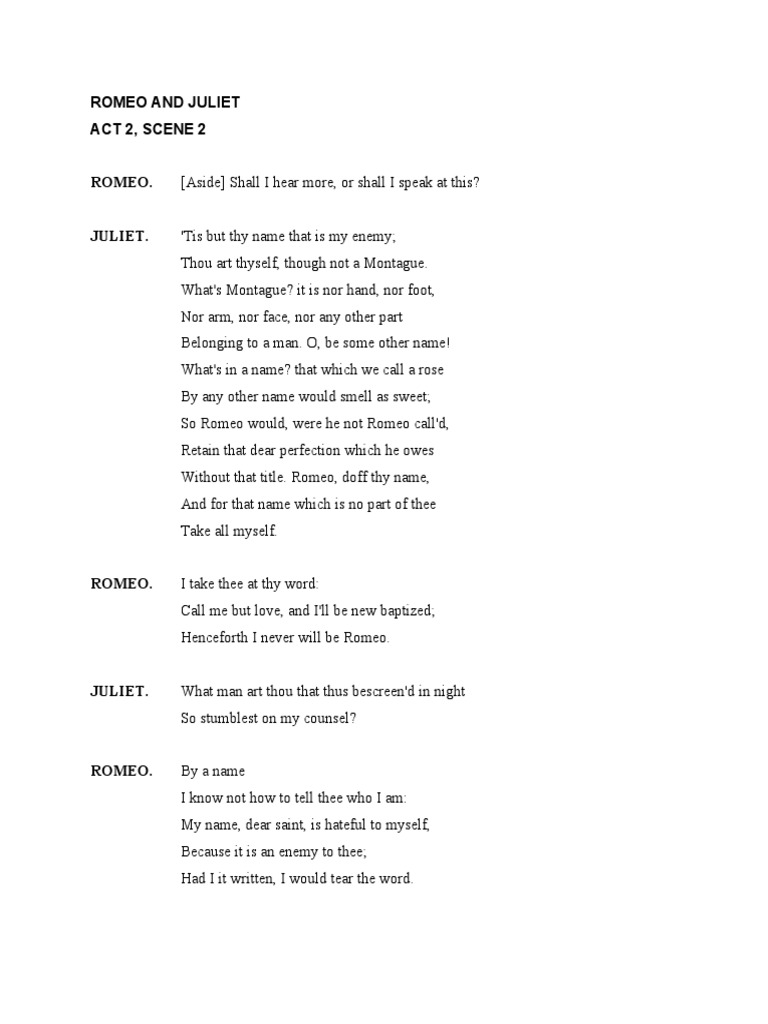 Romeo and Juliet (2.2) (Word) | PDF | Characters In Romeo And Juliet ...