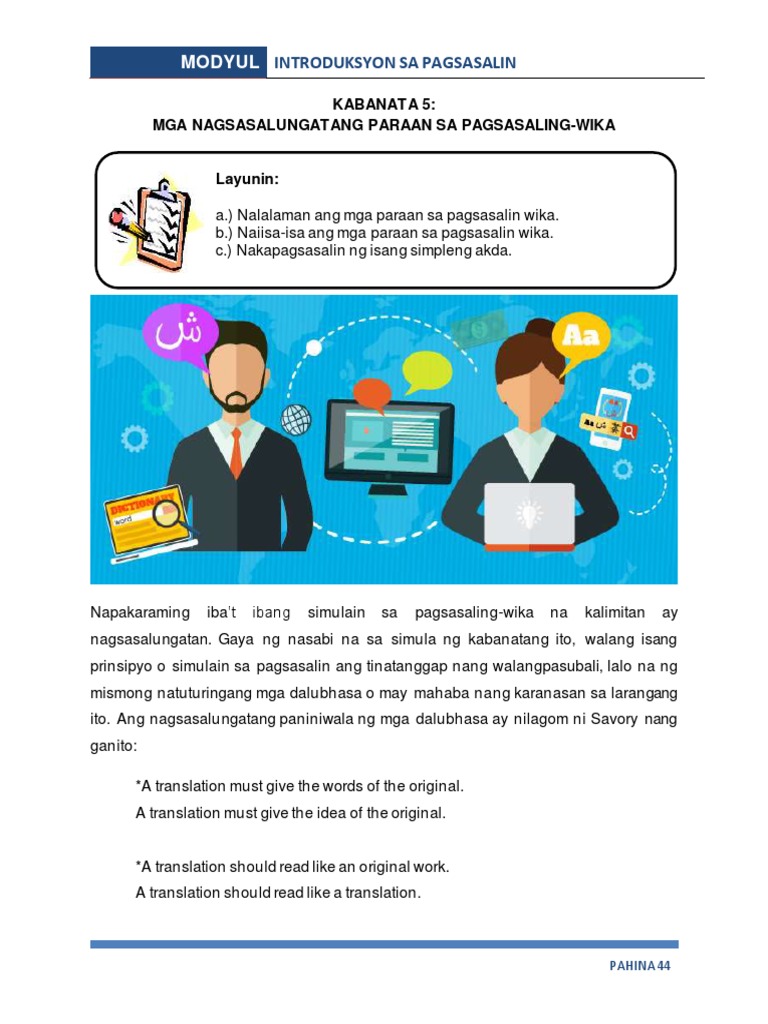 Kabanata 5 - Mga Nagsasalungatang Paraan Sa Pagsasaling-Wika | PDF