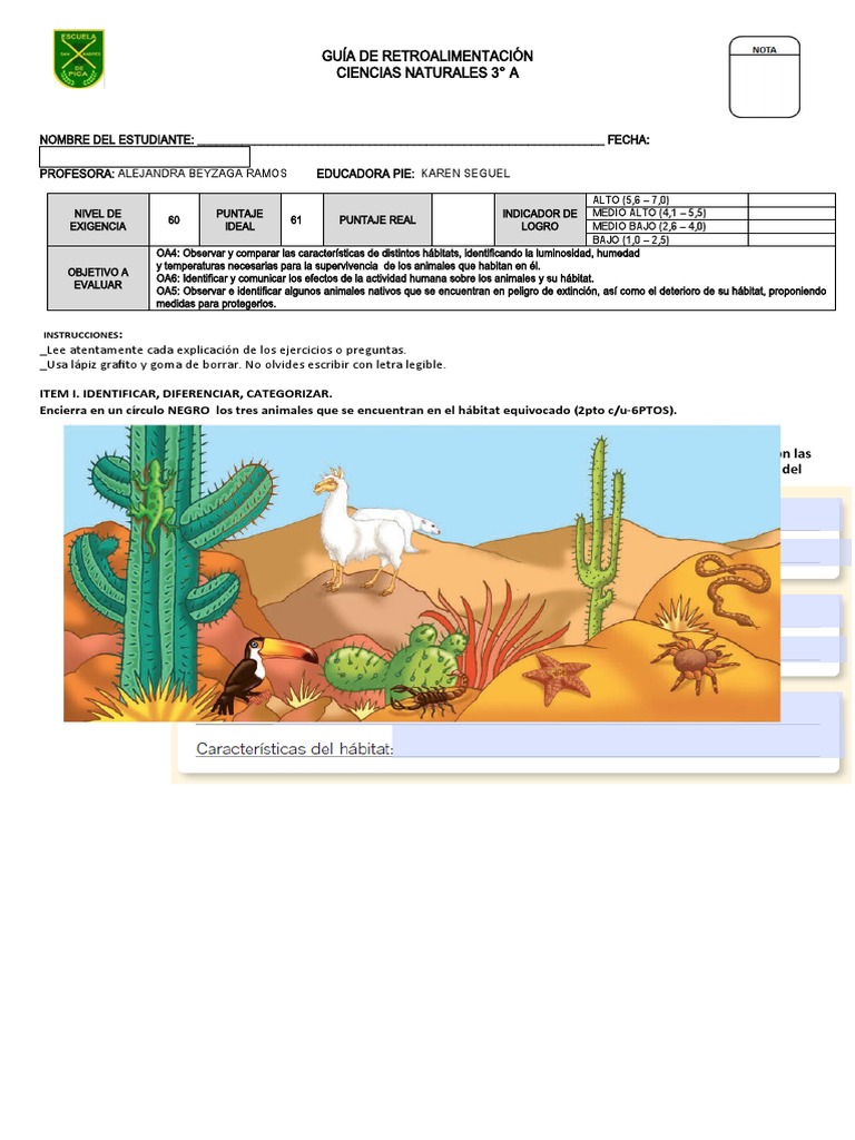 Guia Habitat Para Tercero A Pdf Habitat Naturaleza