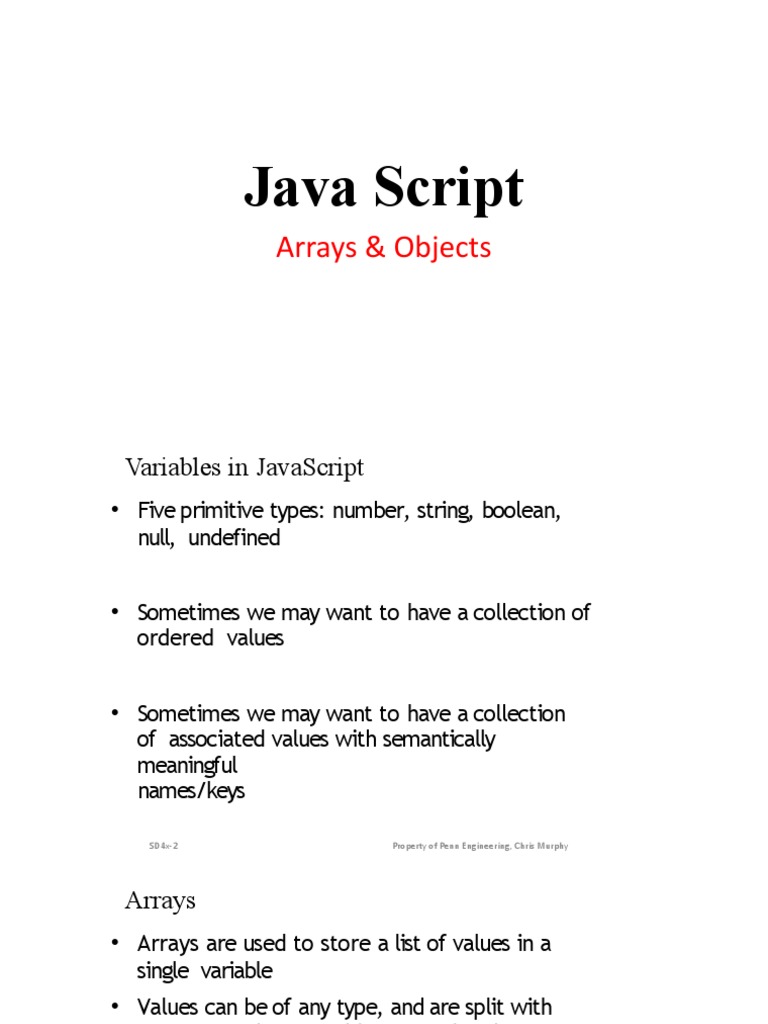 Js Arrays And Objects Pdf Array Data Type Array Data Structure 8263