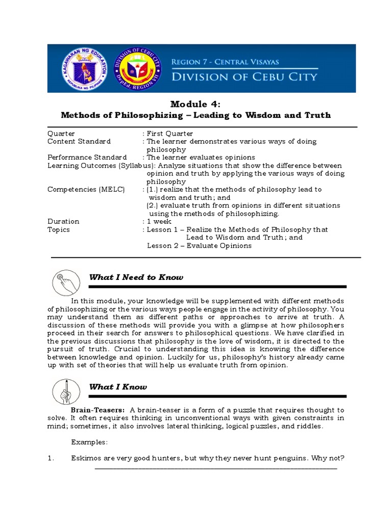 Methods of Philosophy for Truth Evaluation | PDF | Critical Thinking ...