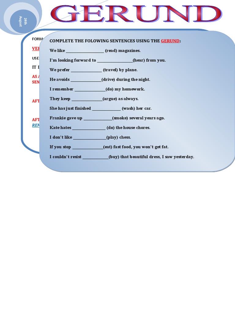 Gerund Fun Activities Games 12961 | PDF | Language Arts & Discipline