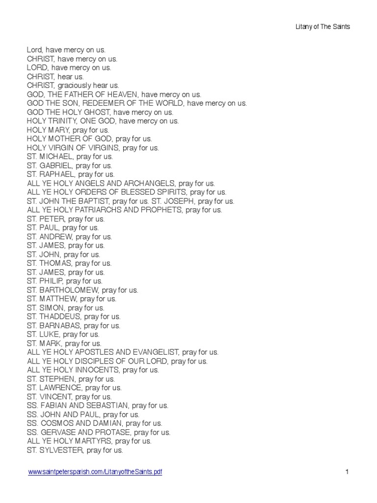 Litany of The Saints | PDF | Mercy | Jesus