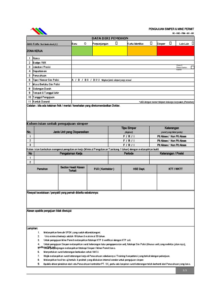 Pengajuan Simper Dan Mine Permit Fom Baru | PDF