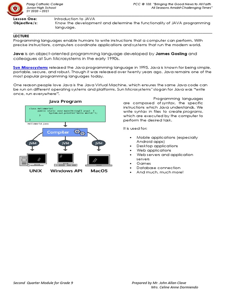 Java Is An Object-Oriented Programming Language Developed by James ...