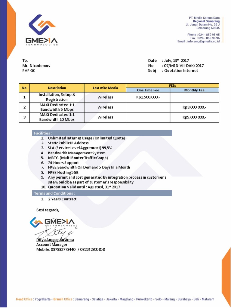 Quotation Dedicated PVP GC | PDF