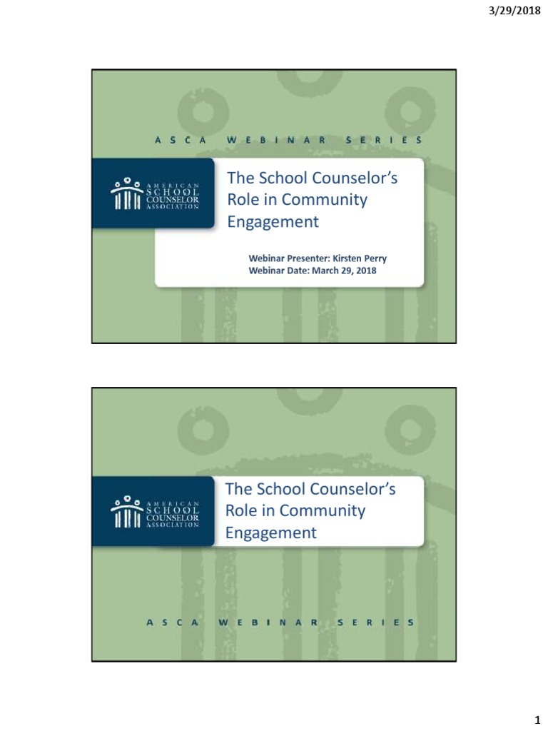 School Counselors & Community Engagement | PDF | School Counselor ...
