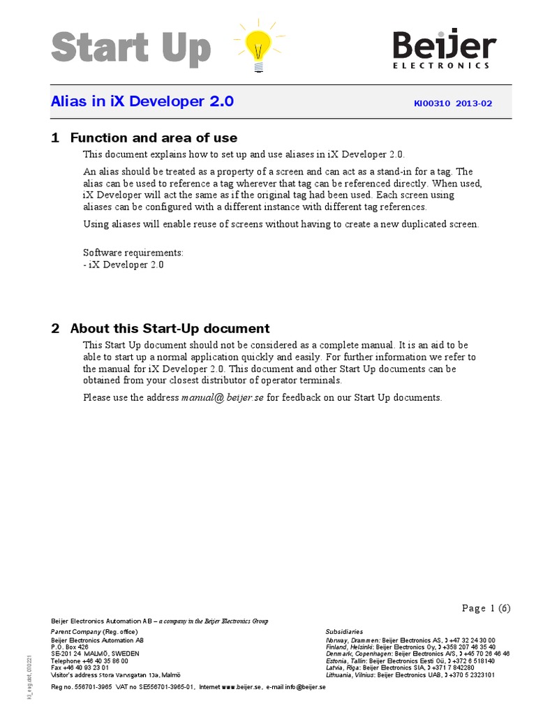 Start-Up Document, Alias in Ix Developer 2.0 (KI00310) | PDF ...