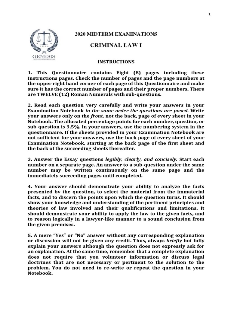 2 Criminal Law Midterm | PDF | Plea | Prosecutor