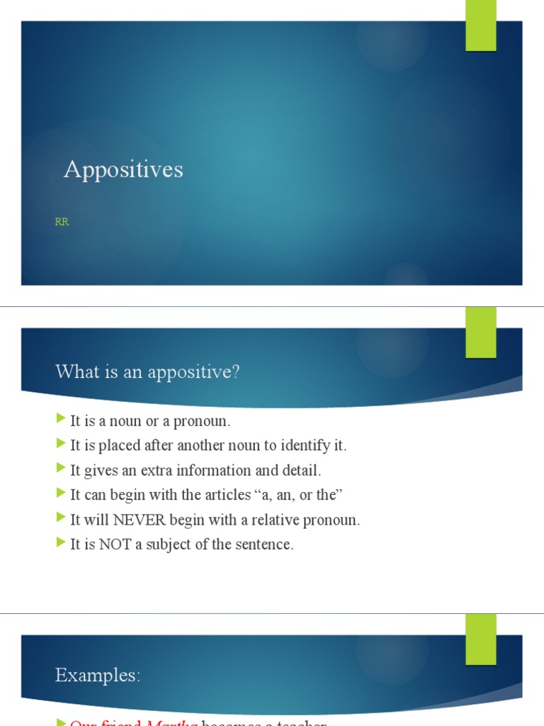 Lesson 4 Part 1 - Appositive | PDF | Linguistics | Grammar