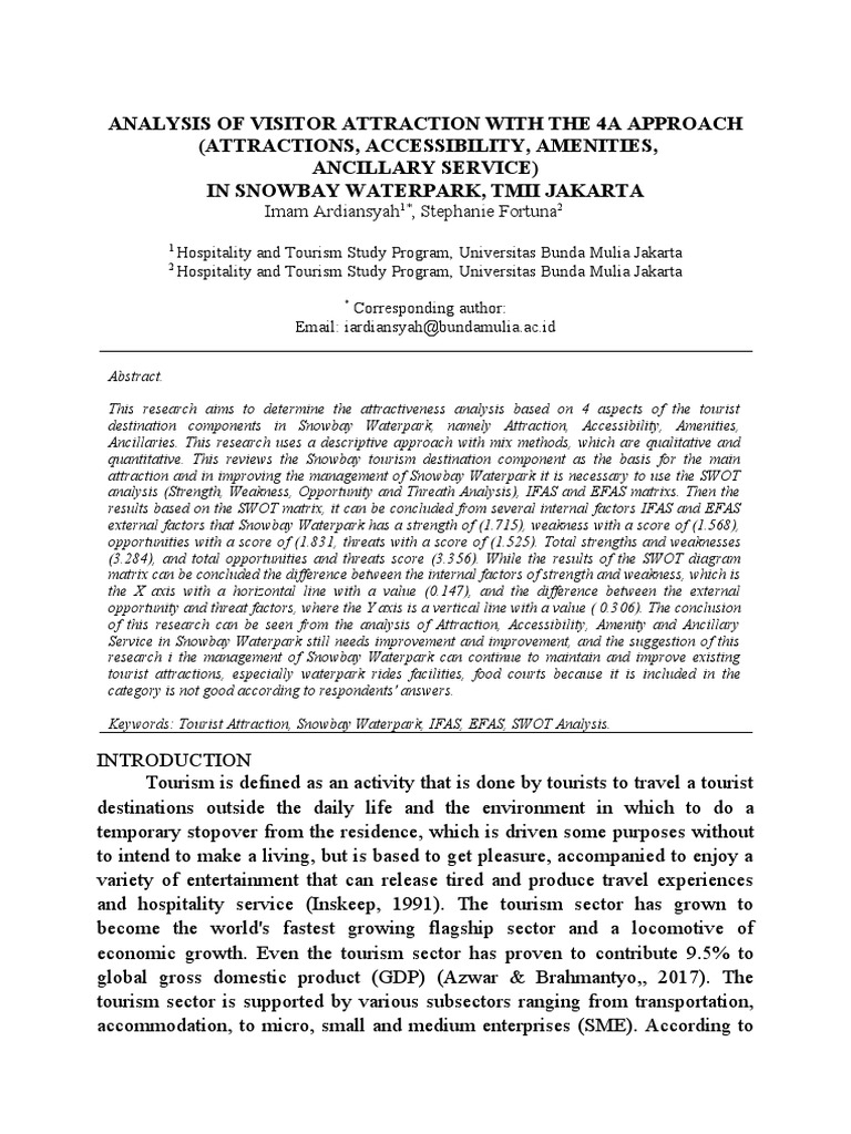 Analysis of Visitor Attraction With The 4A Approach (Attraction ...