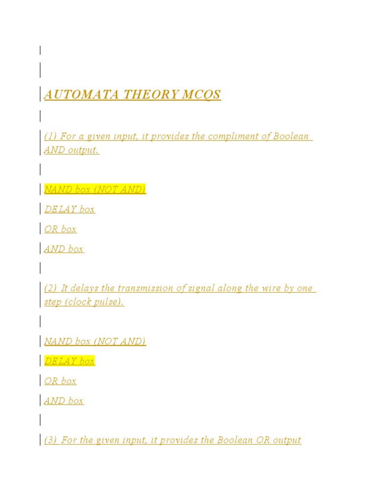 85 Automata Mcqs | Download Free PDF | Logic | Mathematical Logic