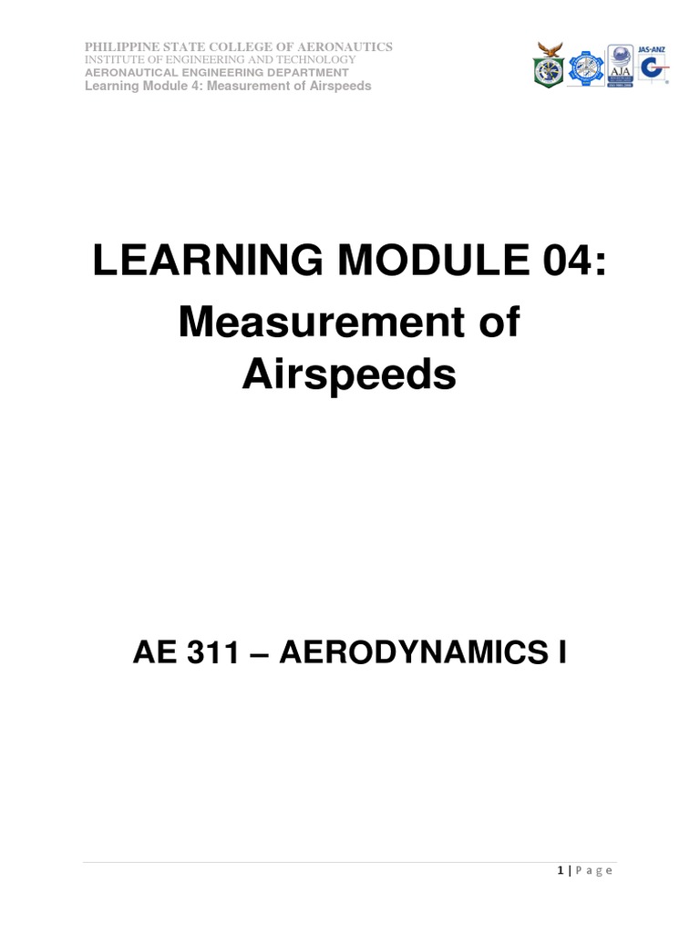 Learning Module 04 Measurement Of Airspeeds Ae 311 Aerodynamics I