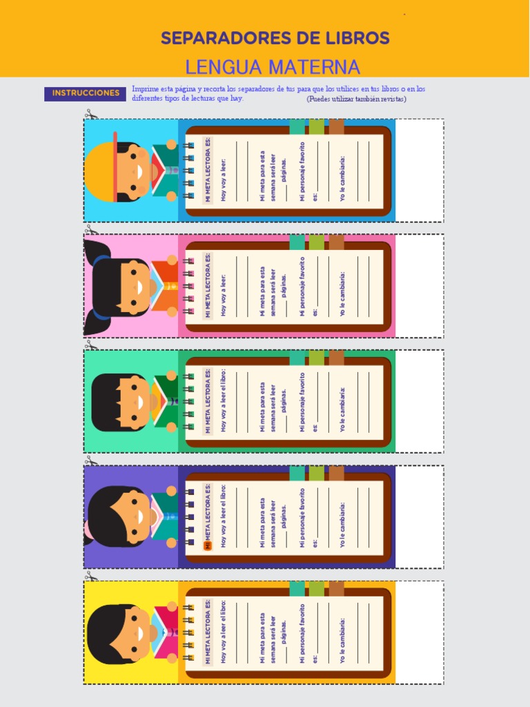 SEPARADORES para Lectura LENGUA MATERNA | PDF