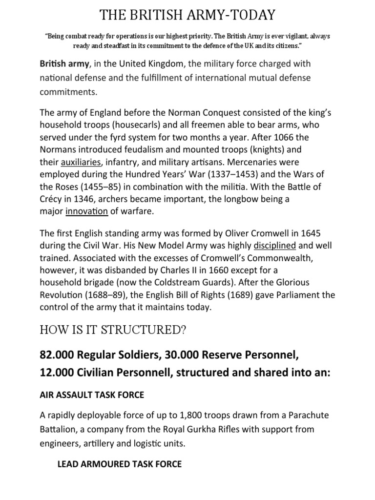 The British Army | PDF | British Army | Infantry