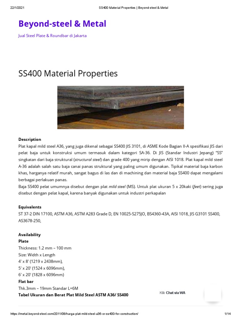 SS400 Material Properties - Beyond-Steel & Metal | PDF