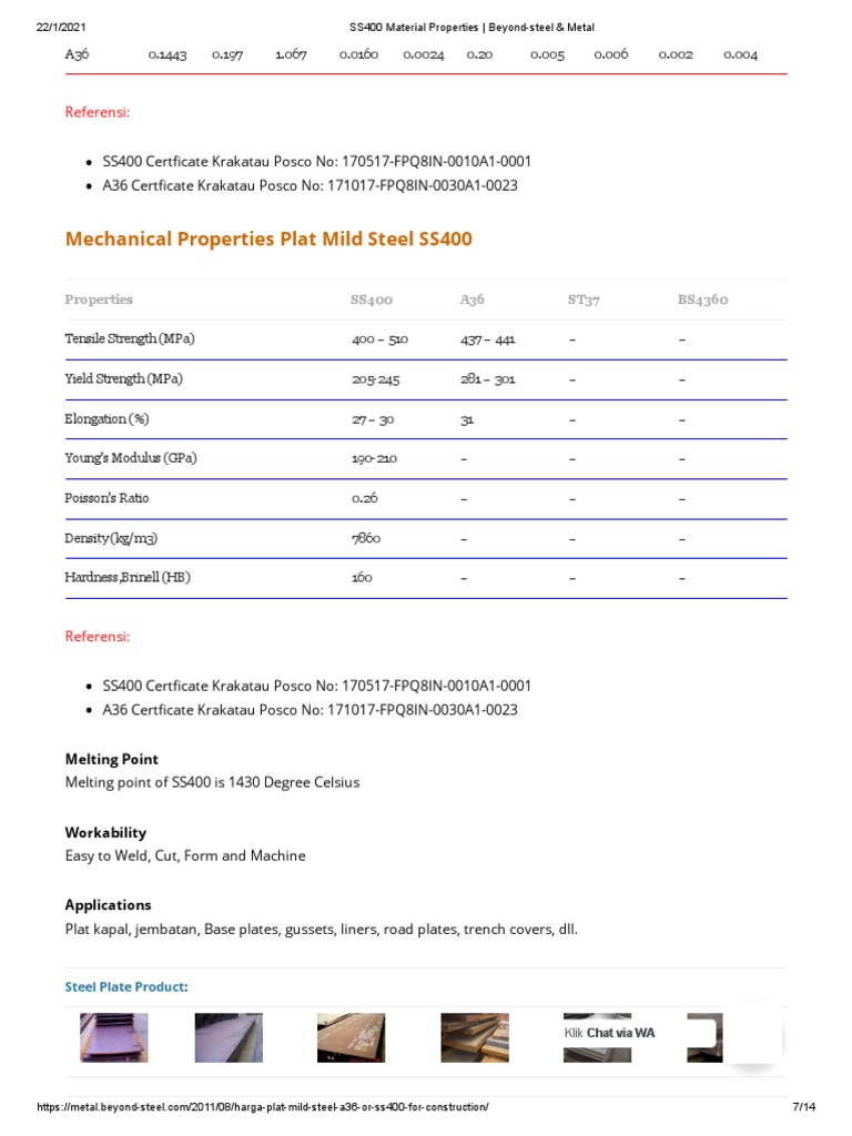 SS400 Steel Properties & Uses | PDF