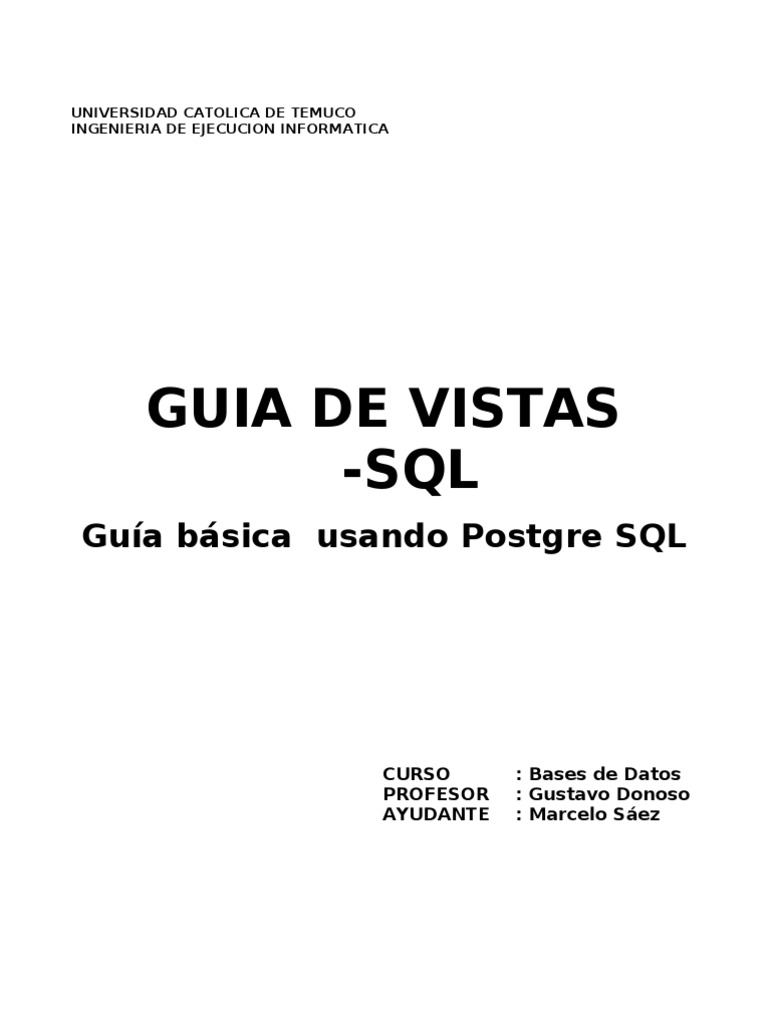 Manual de Vistas SQL | Descargar gratis PDF | SQL | Base de datos ...