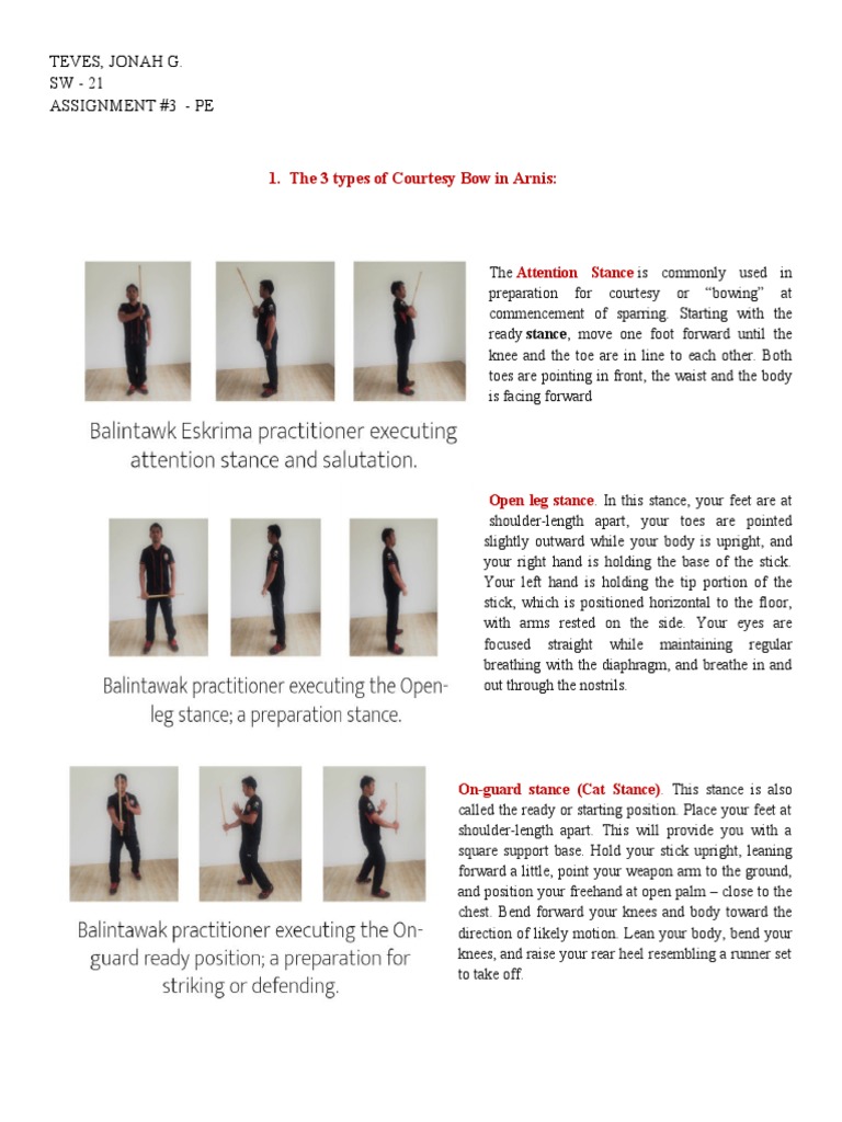 The 3 Types of Courtesy Bow in Arnis:: Teves, Jonah G. SW - 21 ...