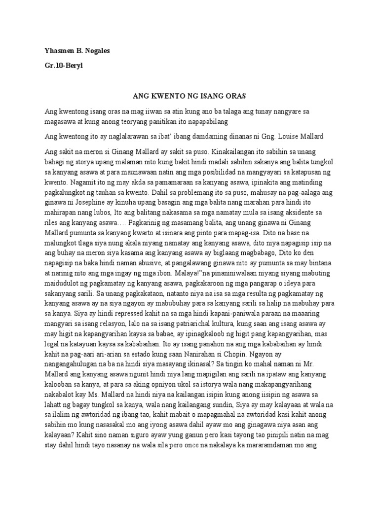 Ang Kwento NG Isang Oras | PDF