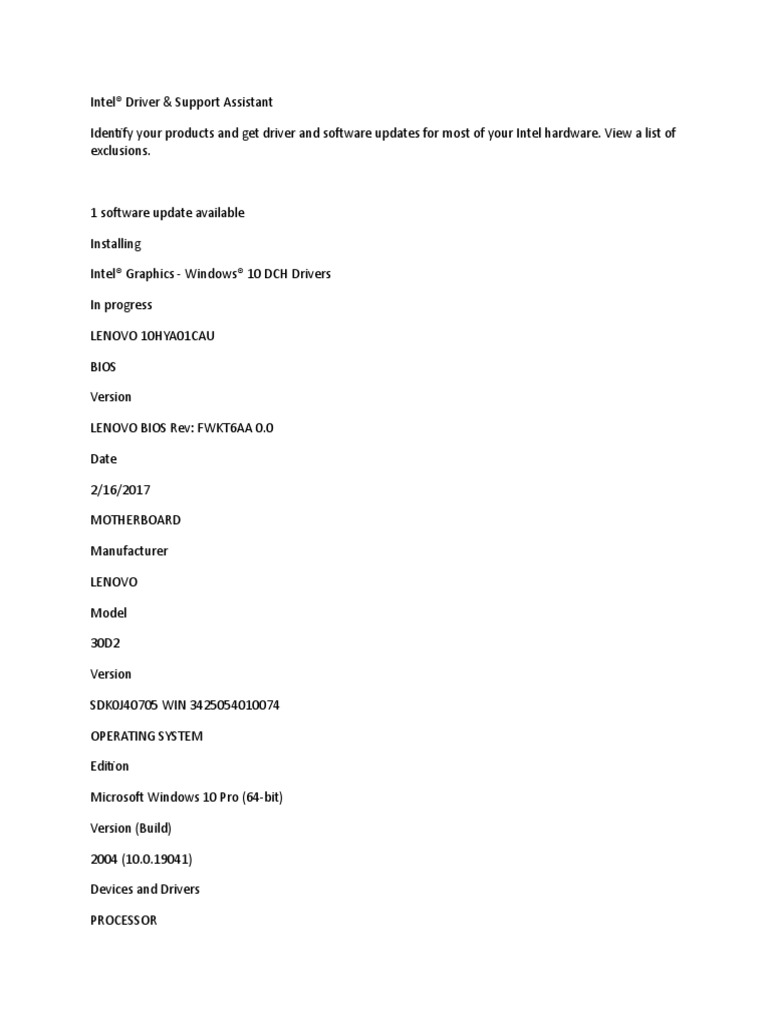 Intel Driver Information | PDF