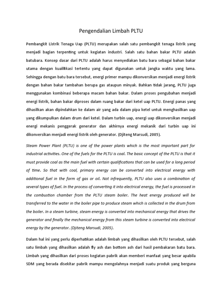 Pengendalian Limbah PLTU | PDF