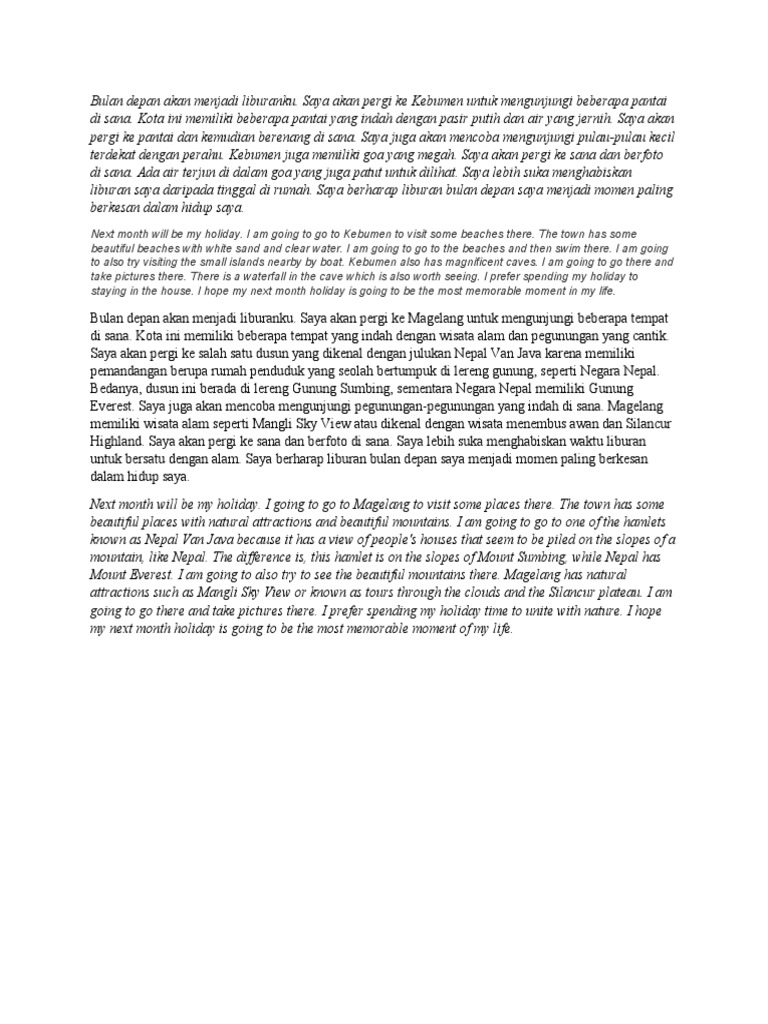 Rencana Liburan | PDF