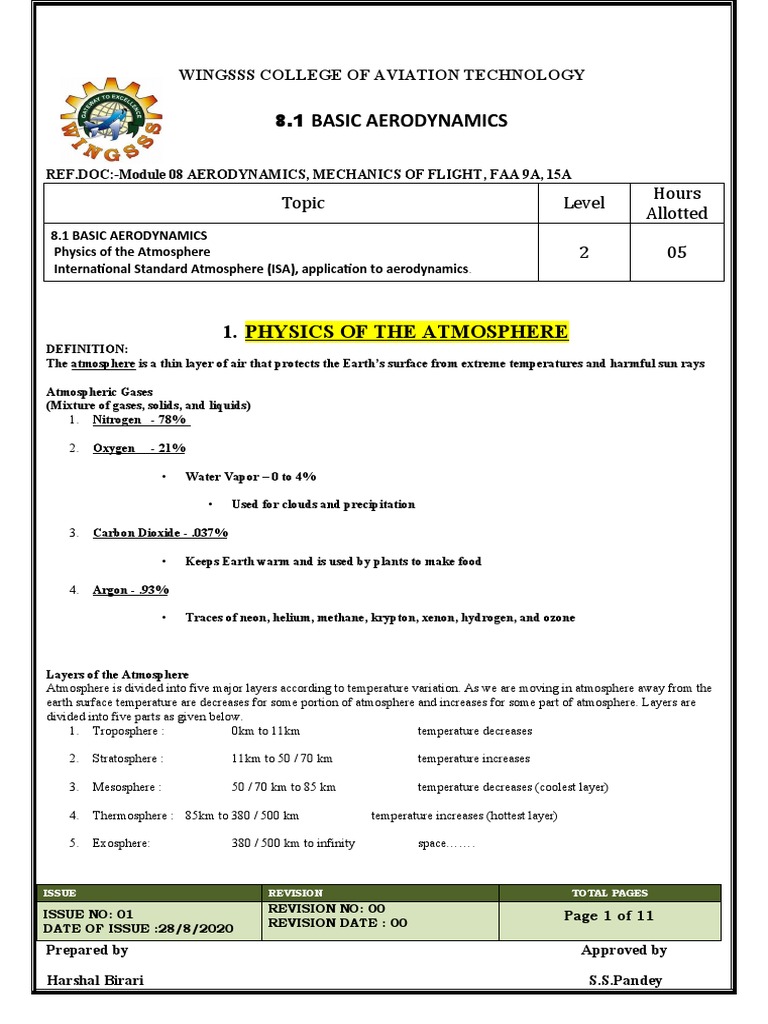 8.1 Basic Aerodynamics | PDF | Atmosphere Of Earth | Humidity