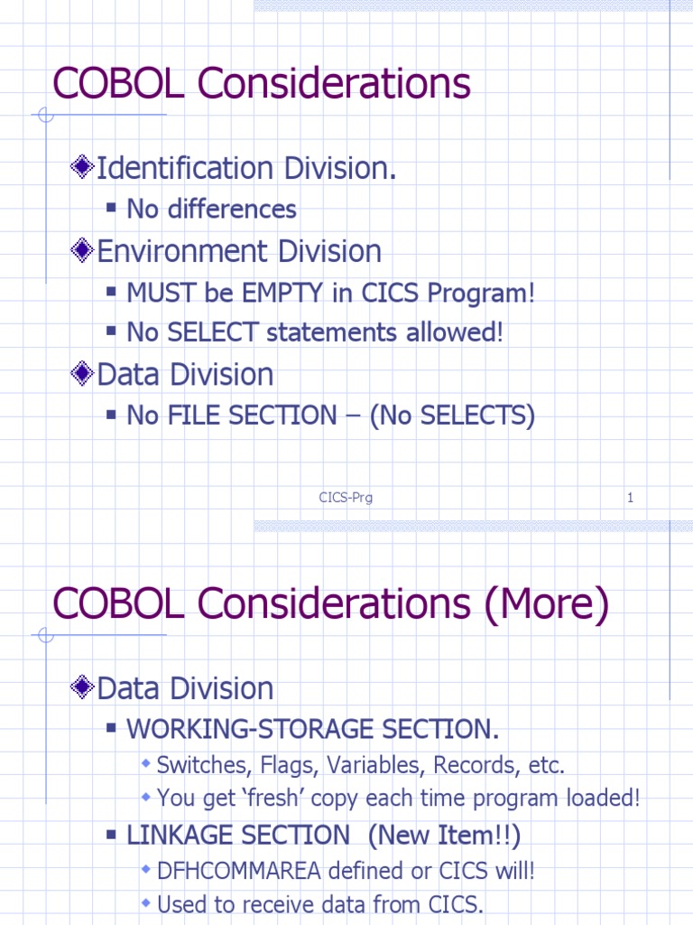 COBOL Considerations: Identification Division. Environment Division | PDF | Information ...