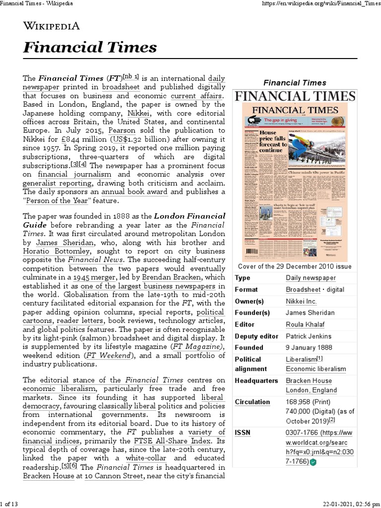 Financial Times | PDF | Financial Times | Newspaper And Magazine