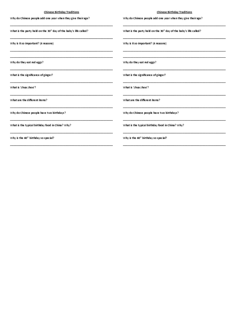 Chinese Birthday Celebration Customs | PDF | People | Foods