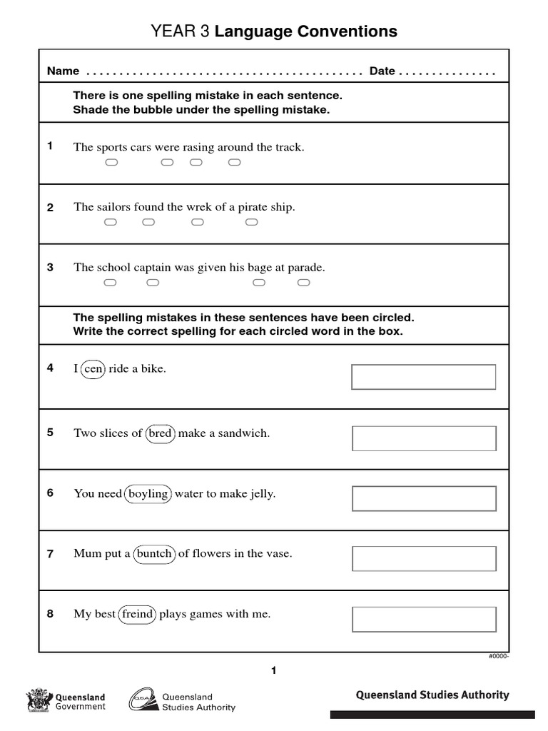 Naplan Year3 Lit Lang Conv Set5 Questions | PDF | Spider | Comma