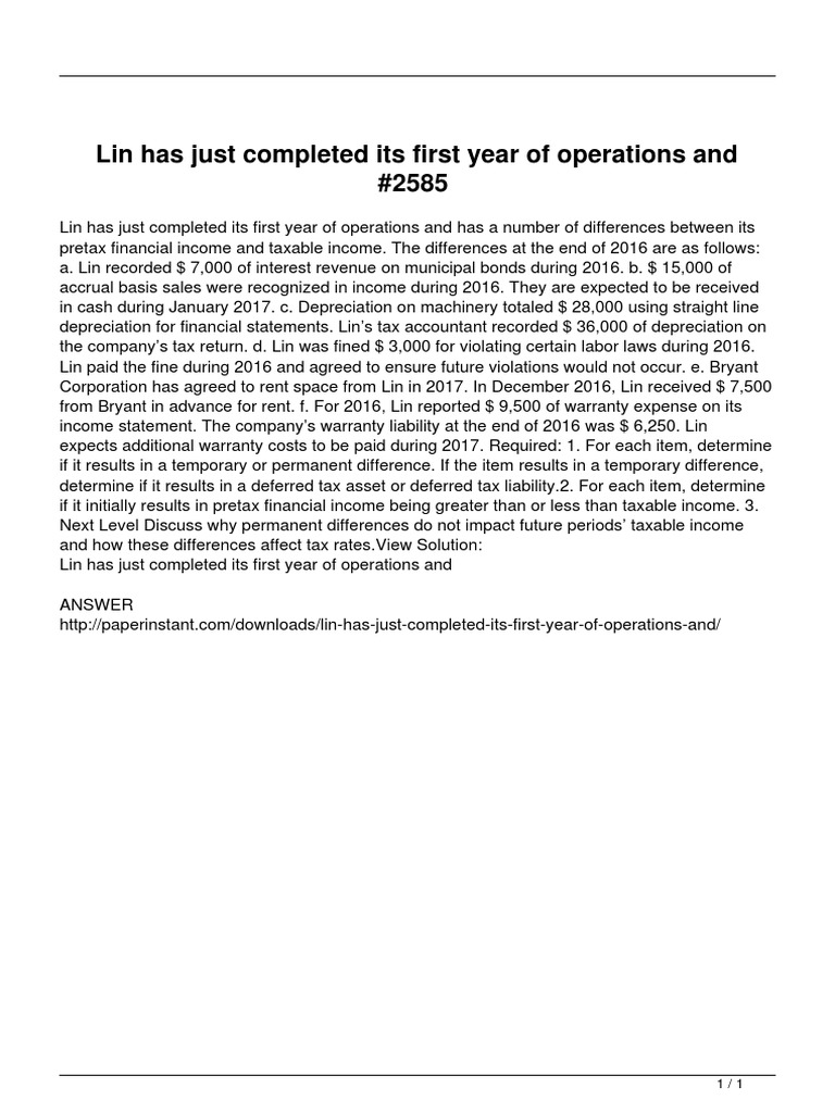 Lin Has Just Completed Its First Year of Operations and | Download Free ...