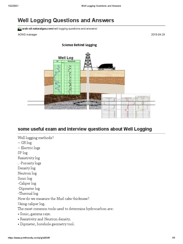 Well Logging Questions and Answers | PDF | Chemistry | Physical Sciences