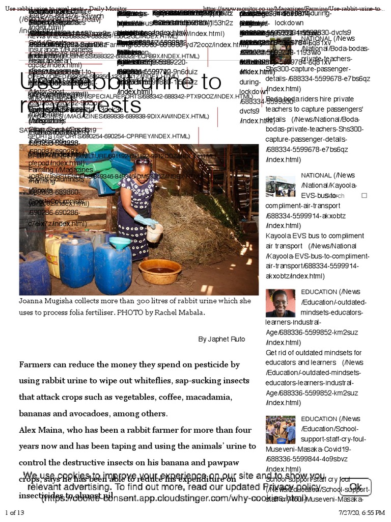 Rabbit Urine: A Natural Pesticide | PDF | Insecticide | Fertilizer
