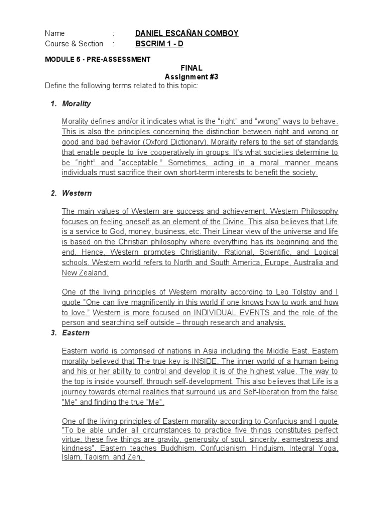 Val - Ed. Final-Assignment No. 3 | PDF | Confucianism | Morality