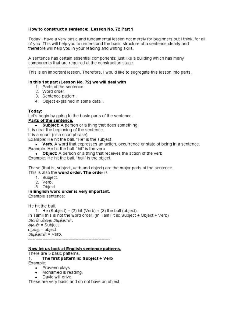 Sentence Structure Basics Explained | PDF | Verb | Subject (Grammar)