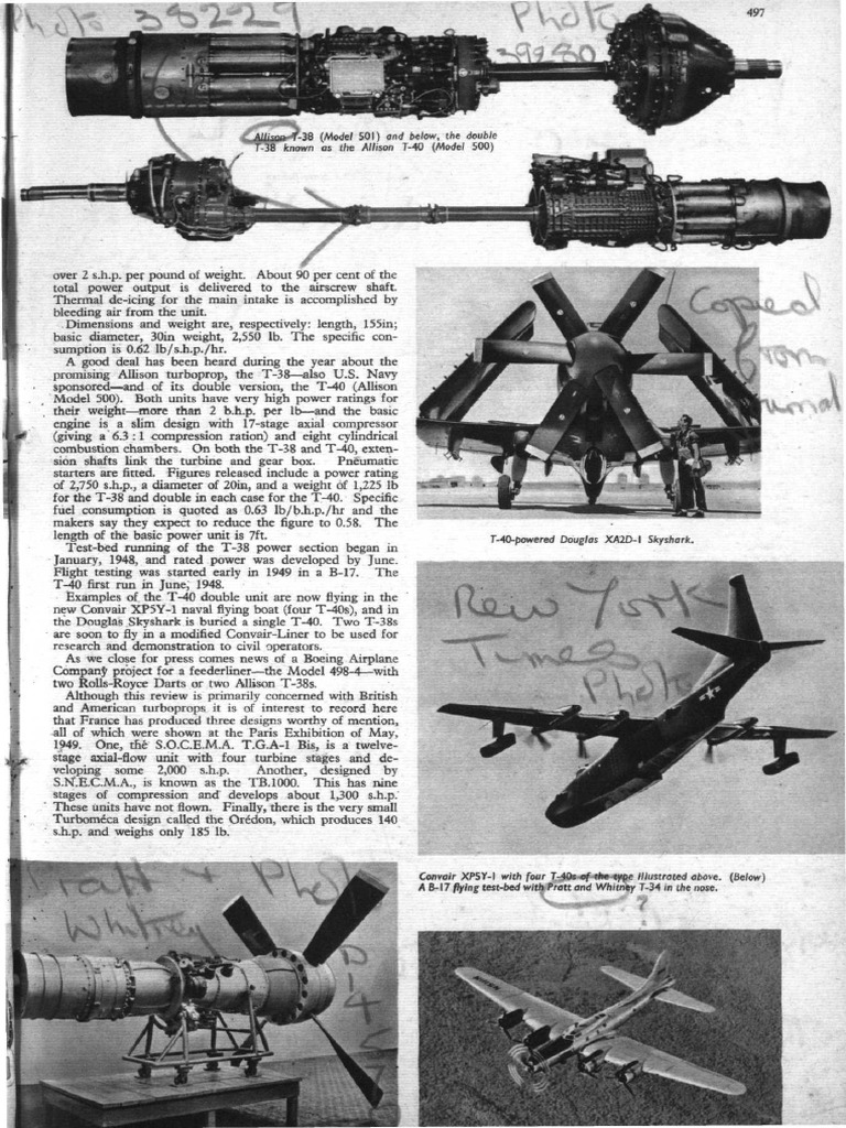 (Model 501) and Below, The Double Known As The Allison T-40 (Model 500 ...
