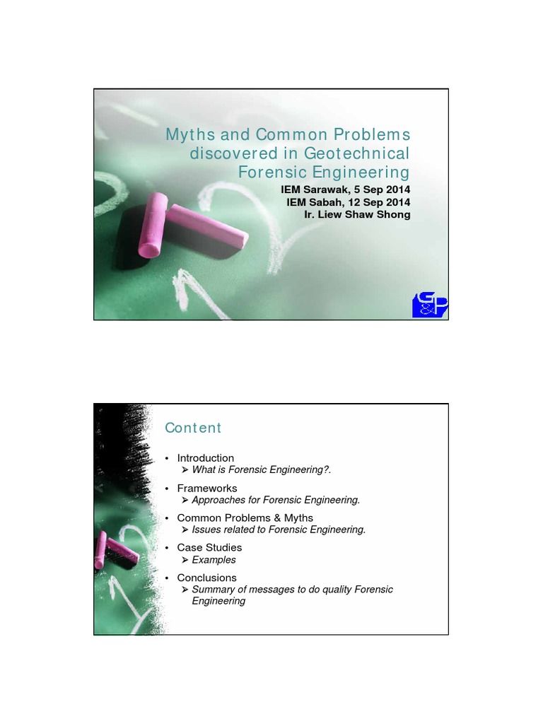 Myths and Common Problems Discovered in Geotechnical Forensic ...