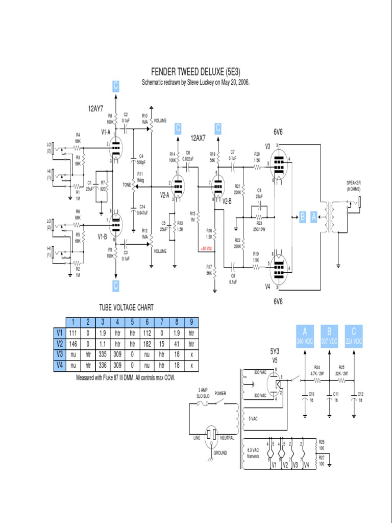 Fender Tweed Deluxe Schematic
